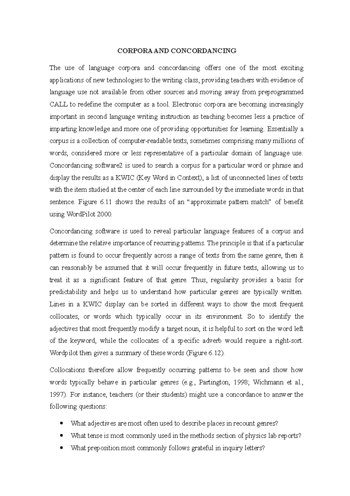Corpora AND Concordancing - CORPORA AND CONCORDANCING The use of ...