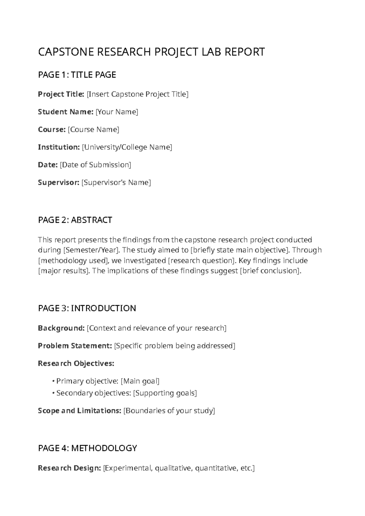 CAPSTONE RESEARCH PROJECT LAB REPORT: FINDINGS & METHODOLOGY - Studocu