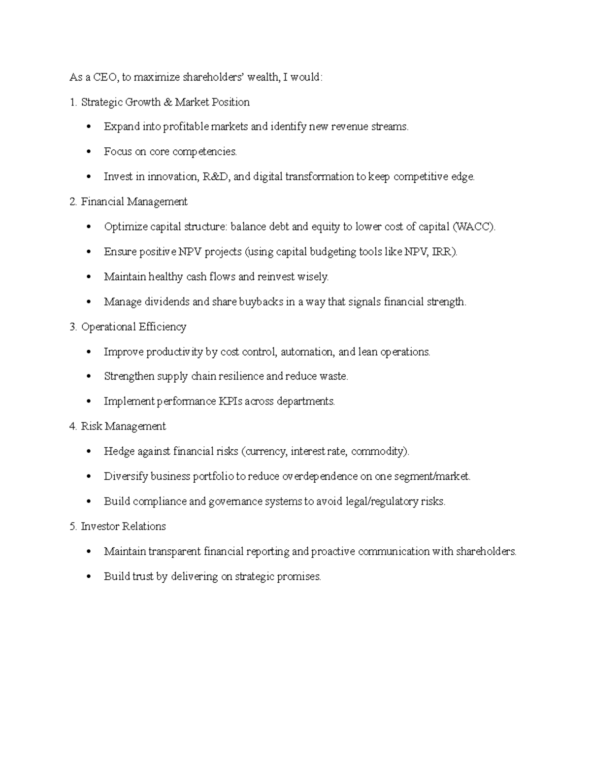 MNCs: Strategies for Wealth Maximization as a CEO - Studocu