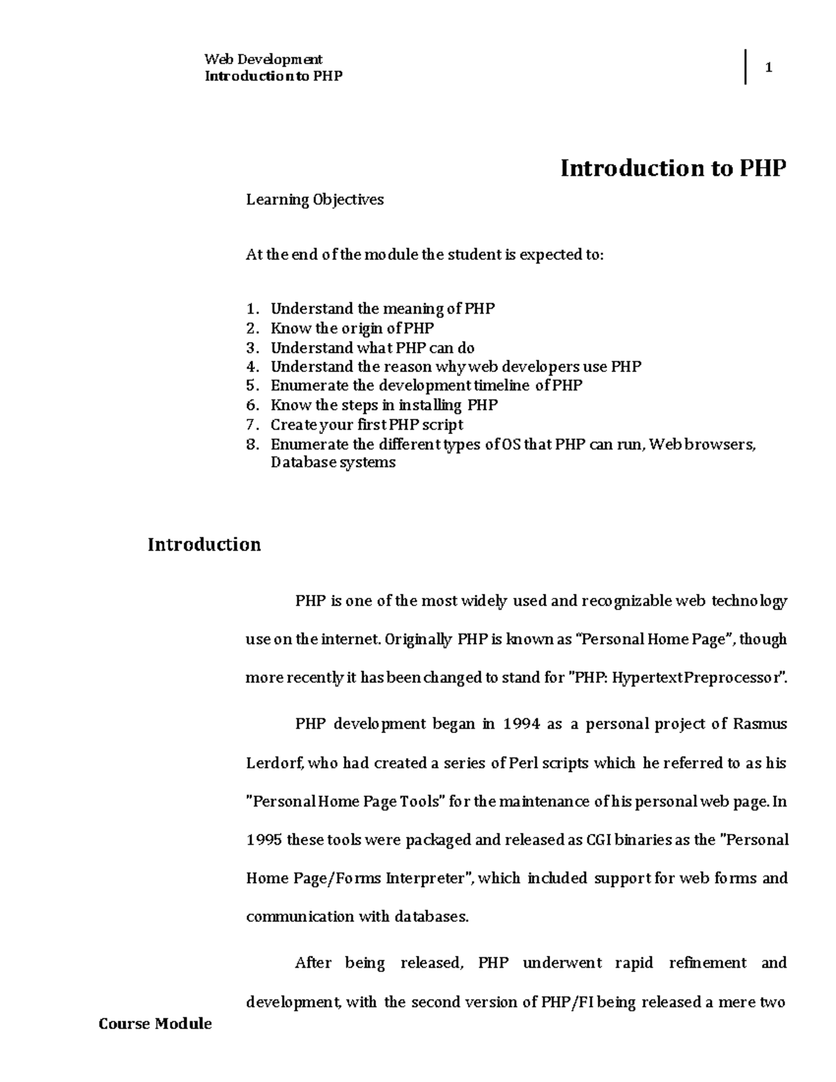 Web Development W1 Lesson 1: Intro to PHP & XAMPP Installation - Studocu
