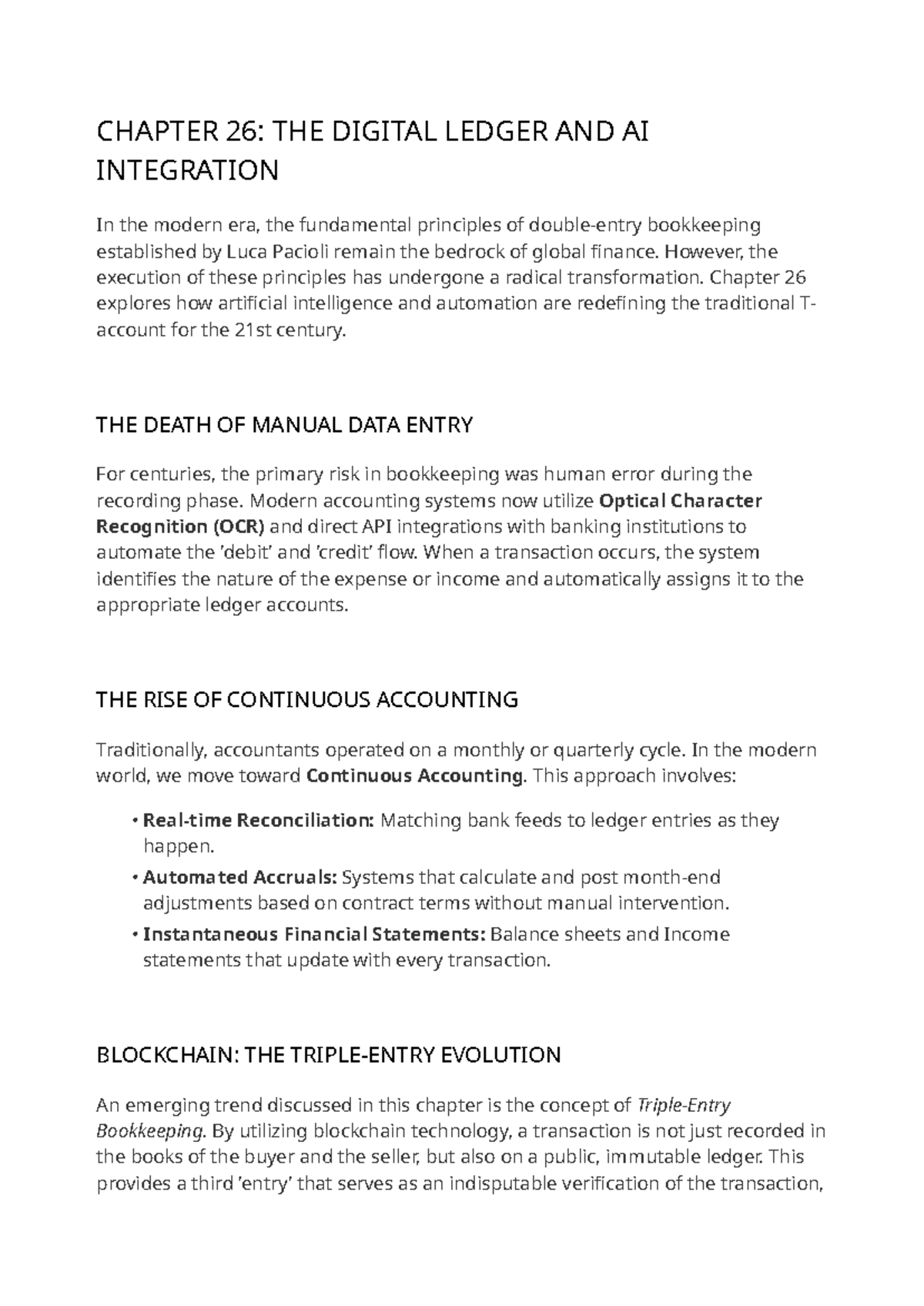 CHAPTER 26: AI & Blockchain in Modern Double-Entry Bookkeeping - Studocu