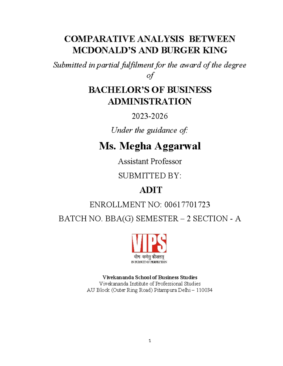 BBA(114) Comparative Analysis of Burger King and McDonald's Rivalry ...