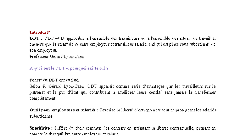 Droit du Travail L3 : Cours Complet sur le DDT et ses Évolutions - Studocu