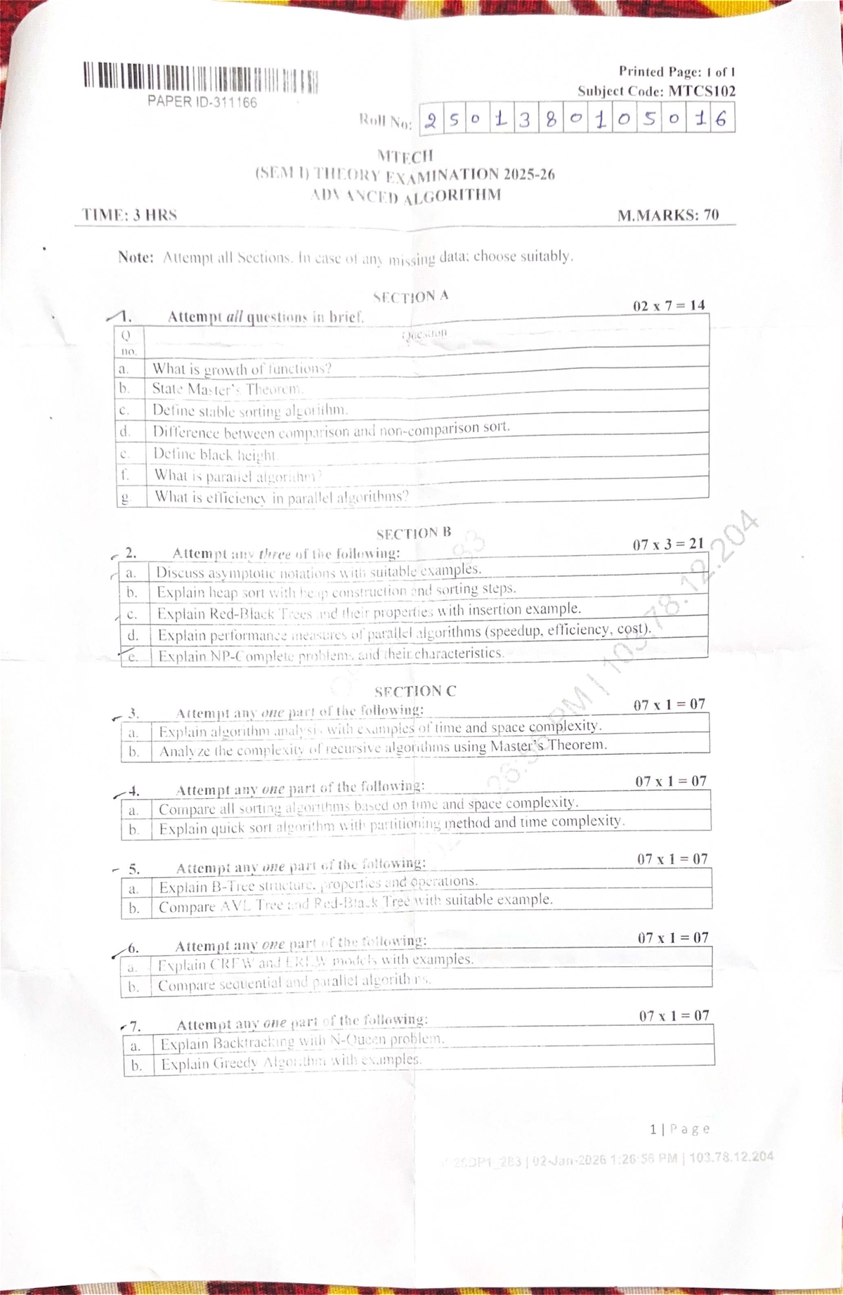 Advanced Algorithm MTCS102 Theory Exam Notes - Studocu