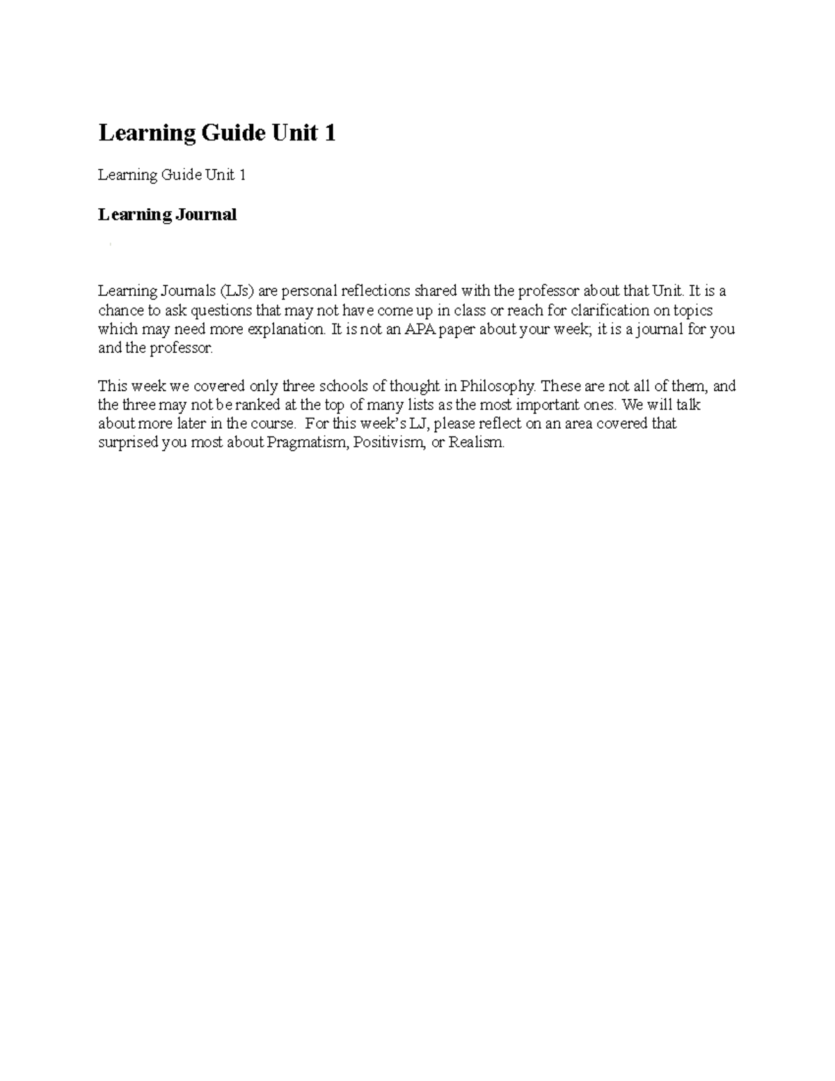 Unit 1 Learning Journal - (PHIL 1402) - Learning Guide Unit 1 Learning Guide Unit 1 Learning ...