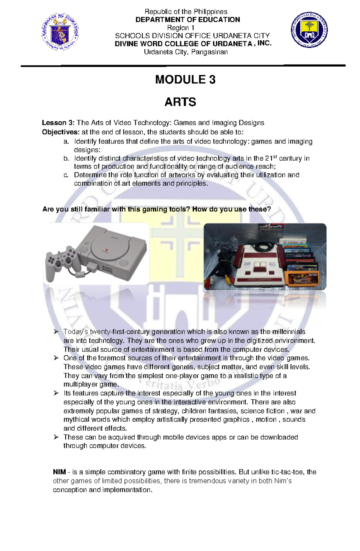 G10 3 Q2 - MAPEH Arts & PE: Video Tech & Yoga Module - Studocu