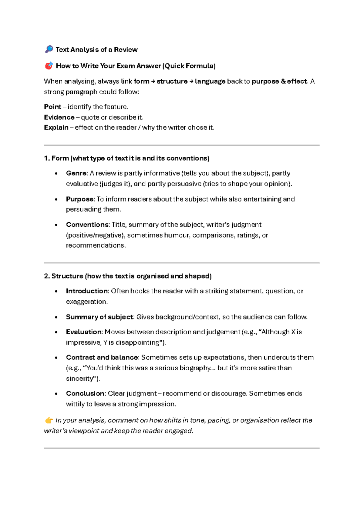 Text Analysis of a Review: How to Write Your Exam Answer - Studocu