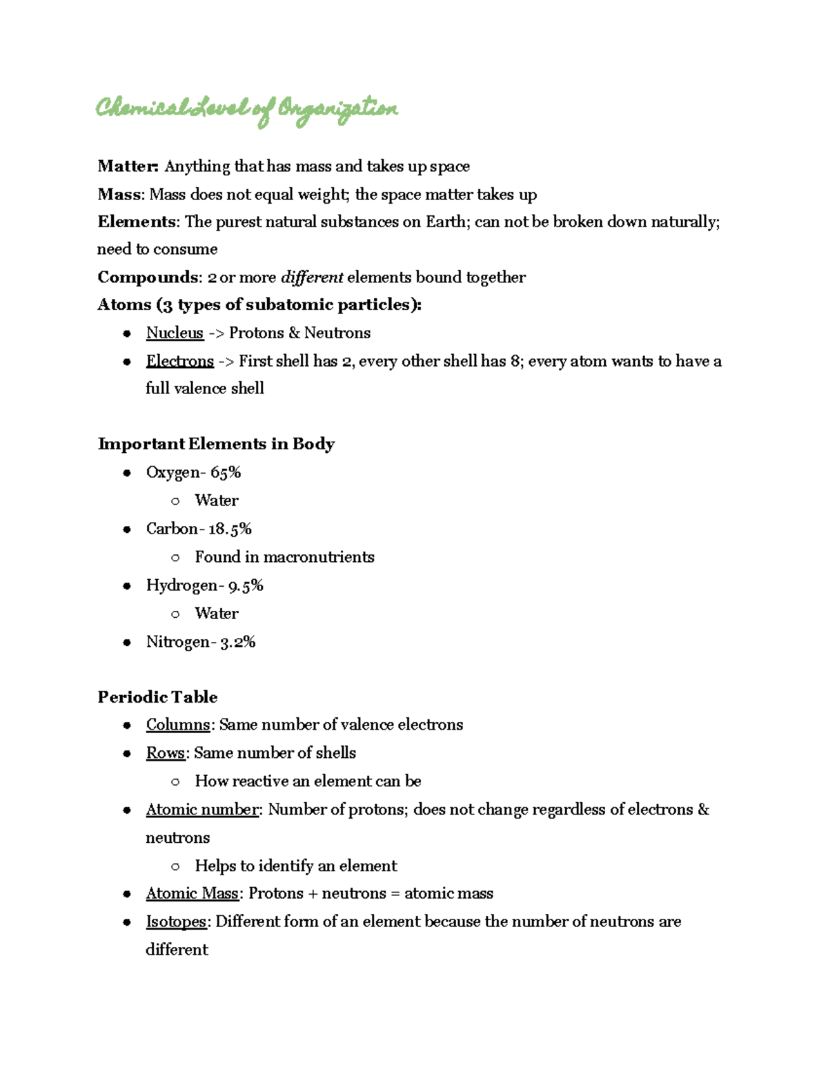 Chapter 2: Anatomy & Physiology - Chemical Level of Organization (AP ...
