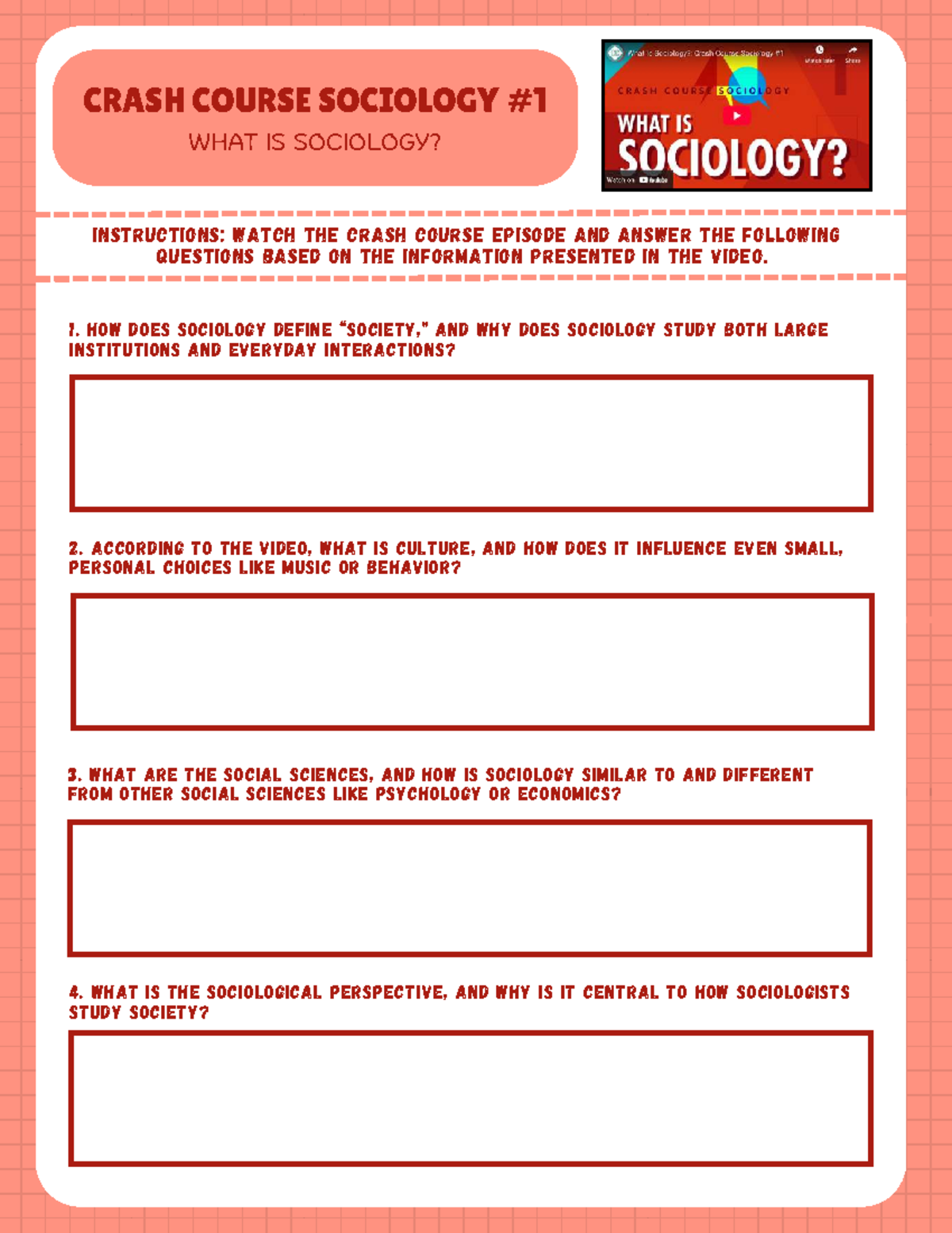 Sociology Crash Course #1: Understanding Key Concepts and Perspectives ...