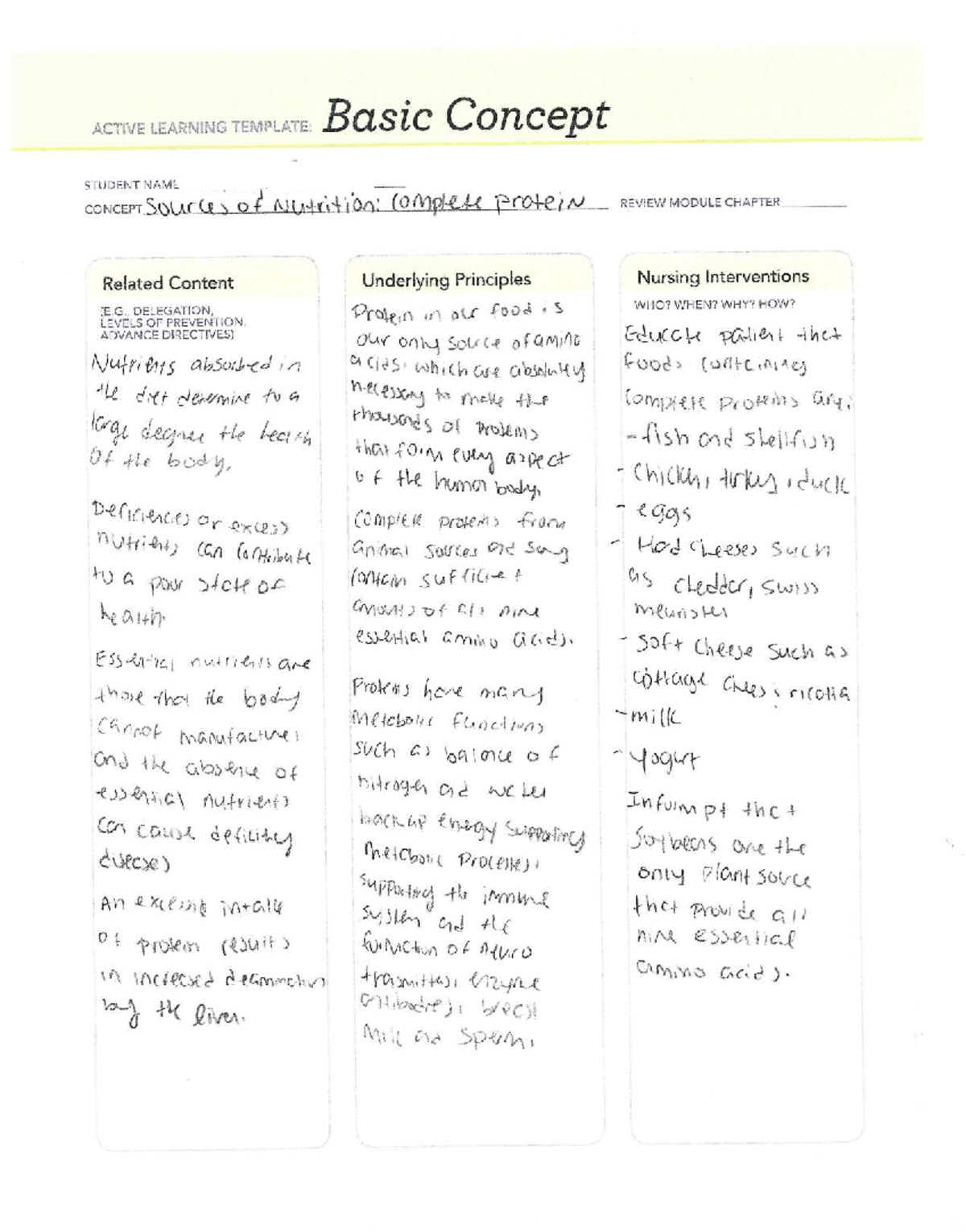 ACTIVE LEARNING TEMPLATE: Nutrition Concepts and Interventions - Studocu