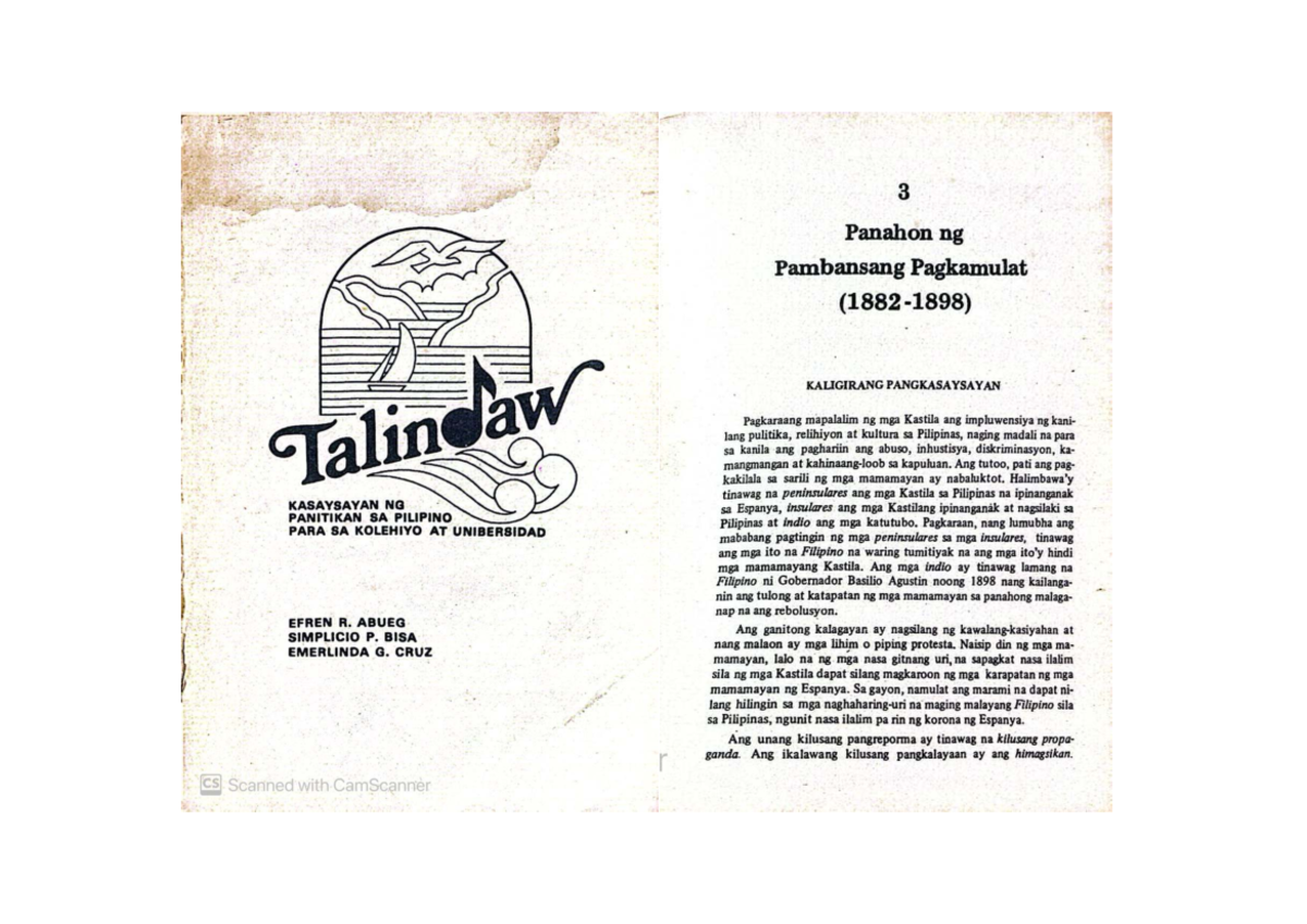 Panahon ng Pambansang Pagkamulat: Talindaw at mga Makabayang Akda - Studocu