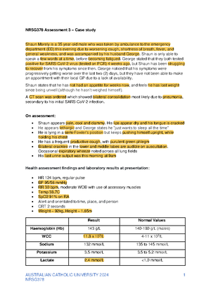 NRSG378 Assessment 2 – Project RCA case study options - AUSTRALIAN ...