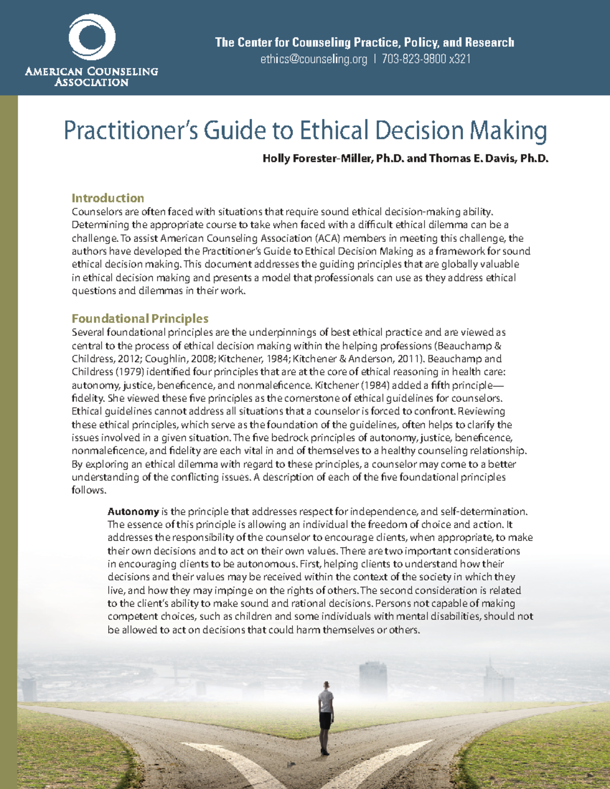 ACA x321 Guide to Ethical Decision Making: Principles & Model - Studocu