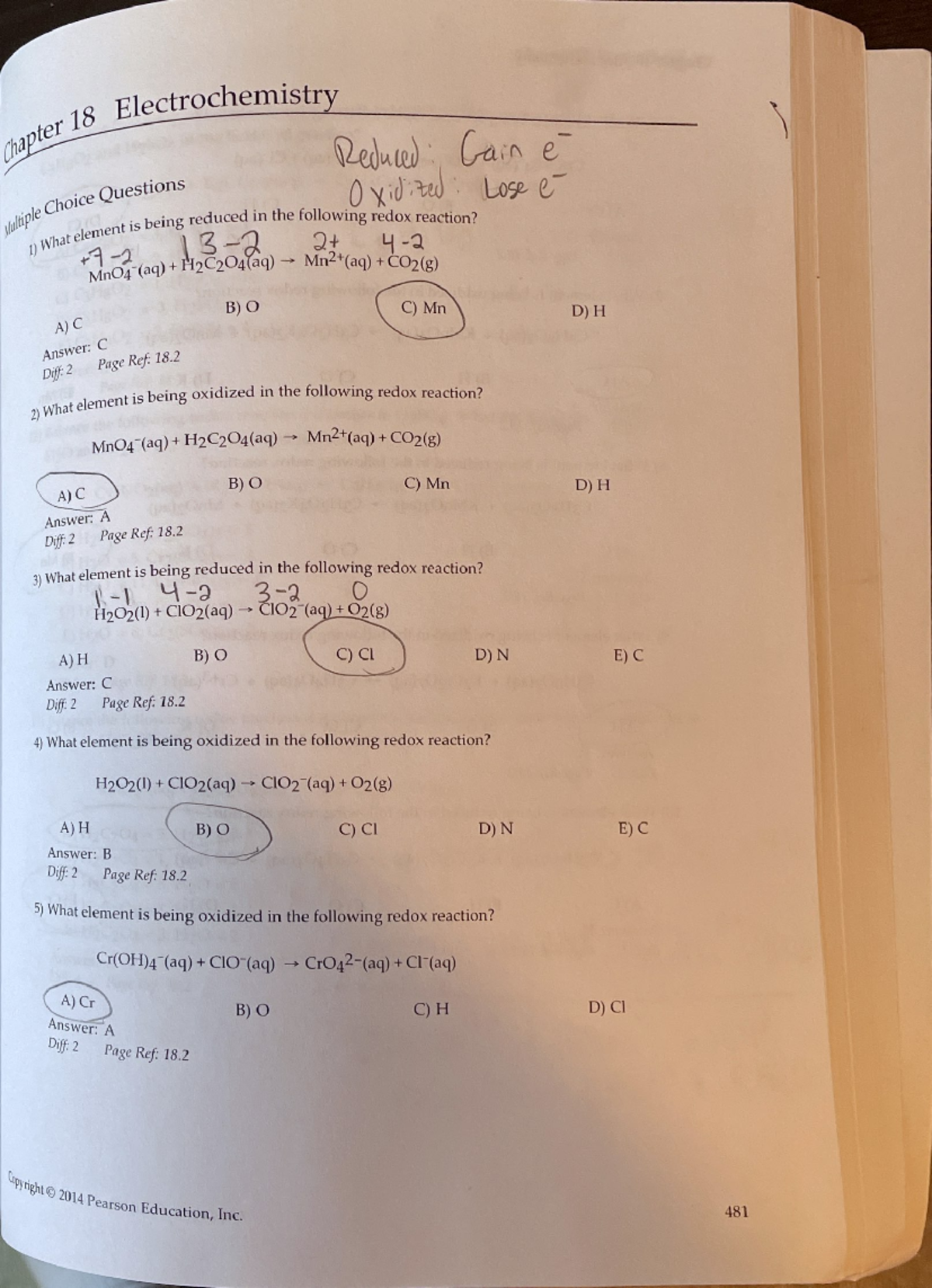 Chemistry test bank - Chapter 18 Electrochemistry Reduced Gain e ...