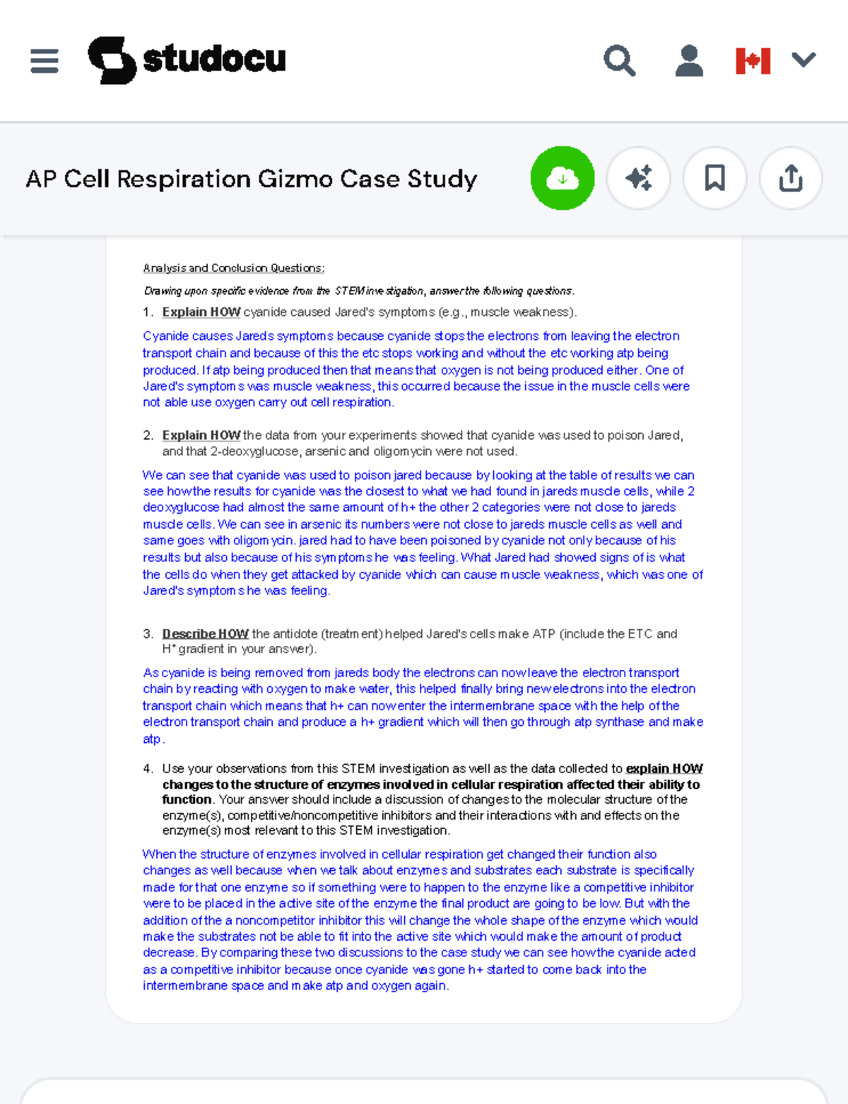 AP Biology Case Study: Cellular Respiration & Cyanide Effects Analysis ...