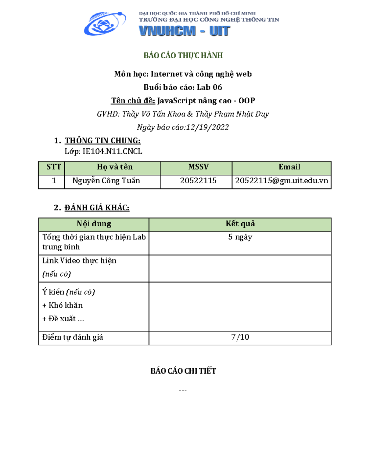 Báo Cáo Thực Hành Lab 06 - JavaScript Nâng Cao OOP (IE104.N11.CNCL ...