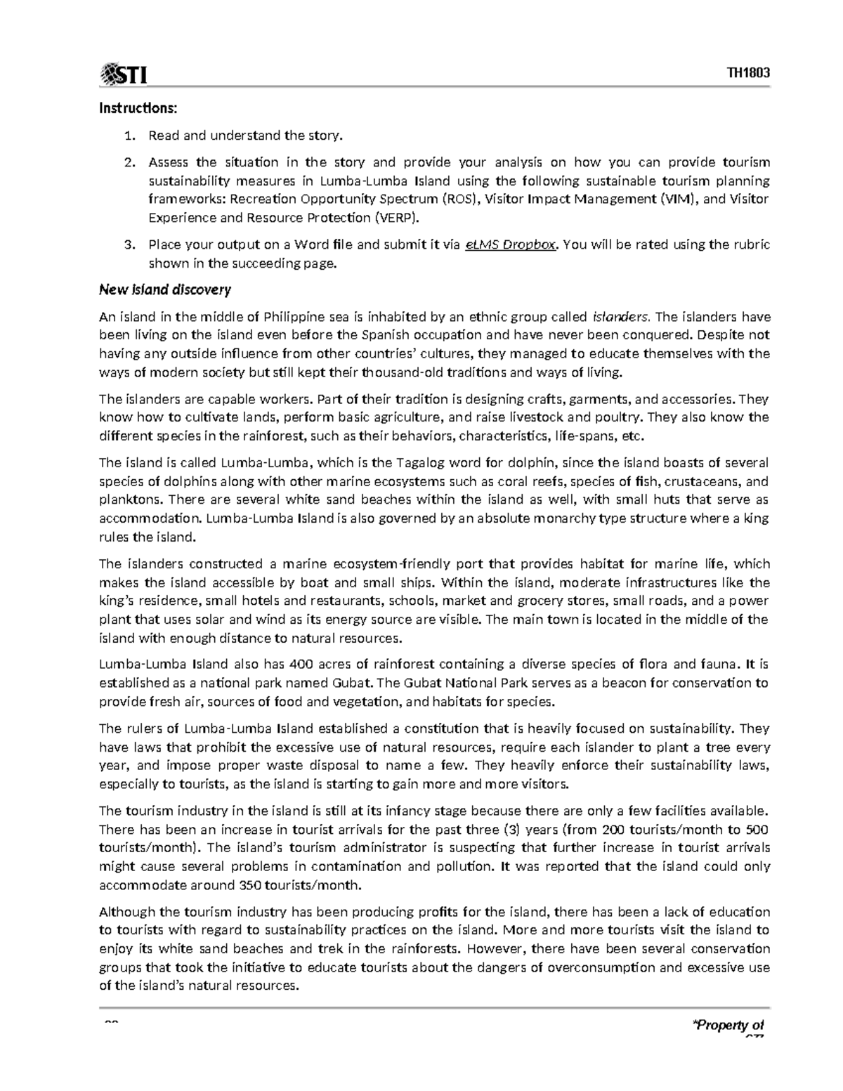 09 Activity 1 - ARG - TH 09 *Property of STI Instructions: 1. Read and ...