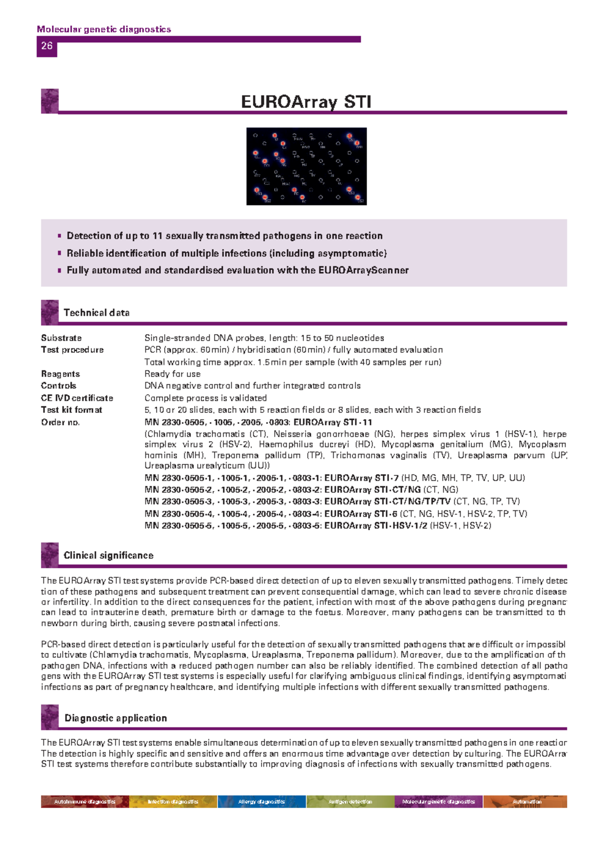 STI - Catálogo de equipo automatizado - 26 Molecular genetic diagnostics 26 Autoimmune ...