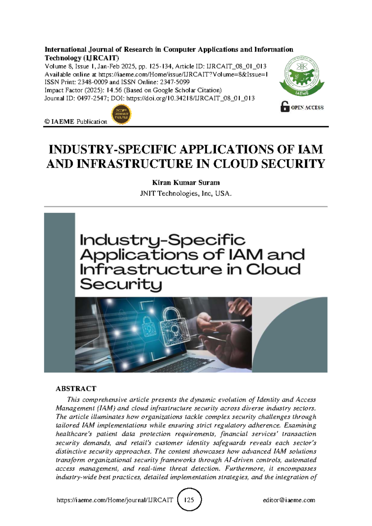 Applications of IAM & Cloud Security Infrastructure (IJRCAIT 08-01 ...