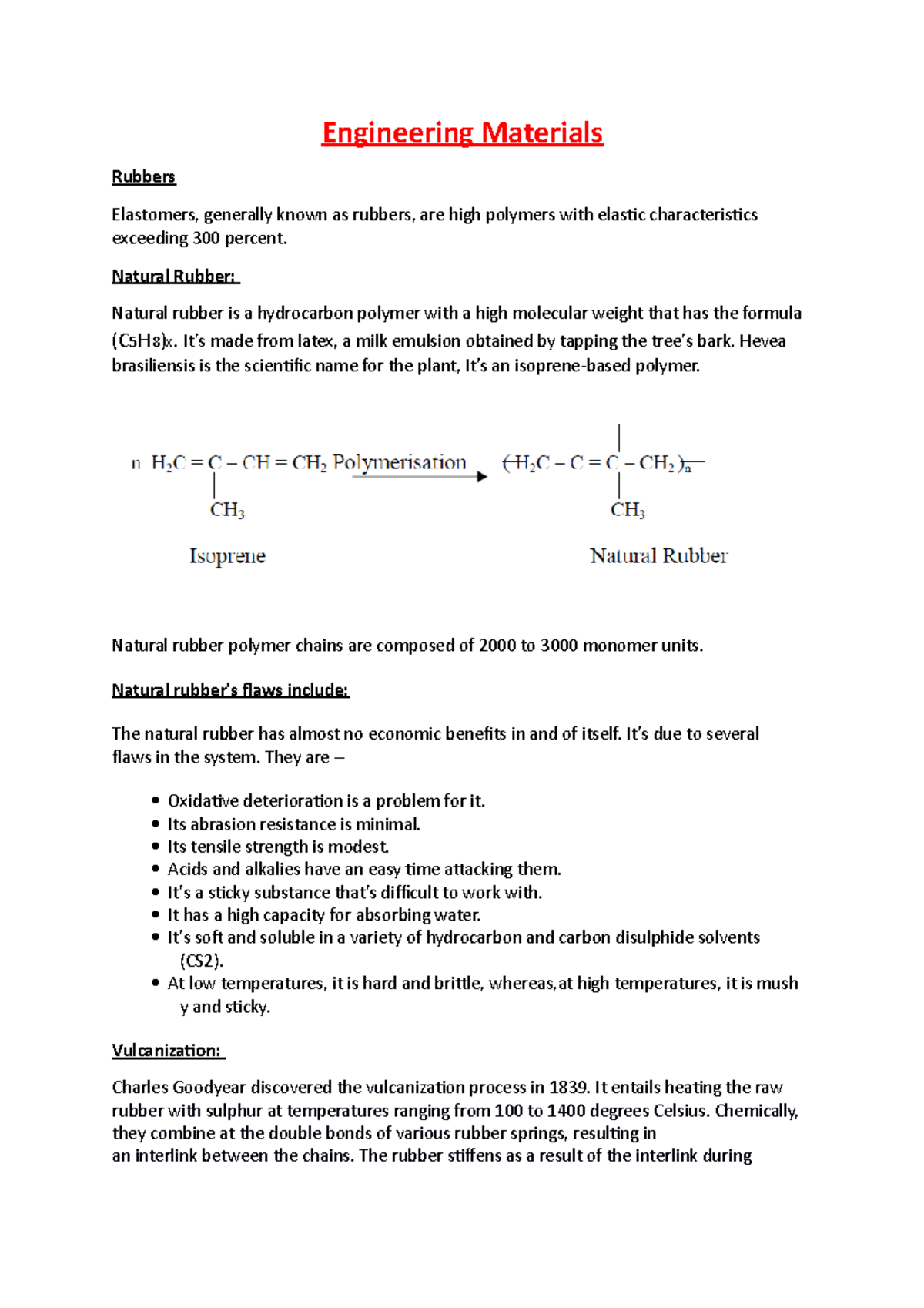 Engineering Materials Lecture Notes: Rubber - Module 3 Insights - Studocu