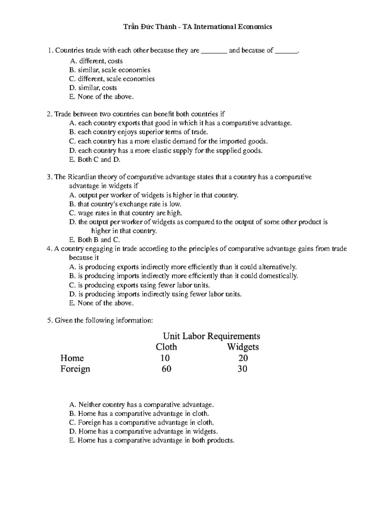 Chapter 2 - Comparative Advantage & Trade Principles Notes - ECON 101 ...