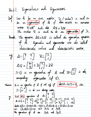 MTH 309 Linear Algebra Exam 1 Review - MTH 309 Linear Algebra Exam 1 ...