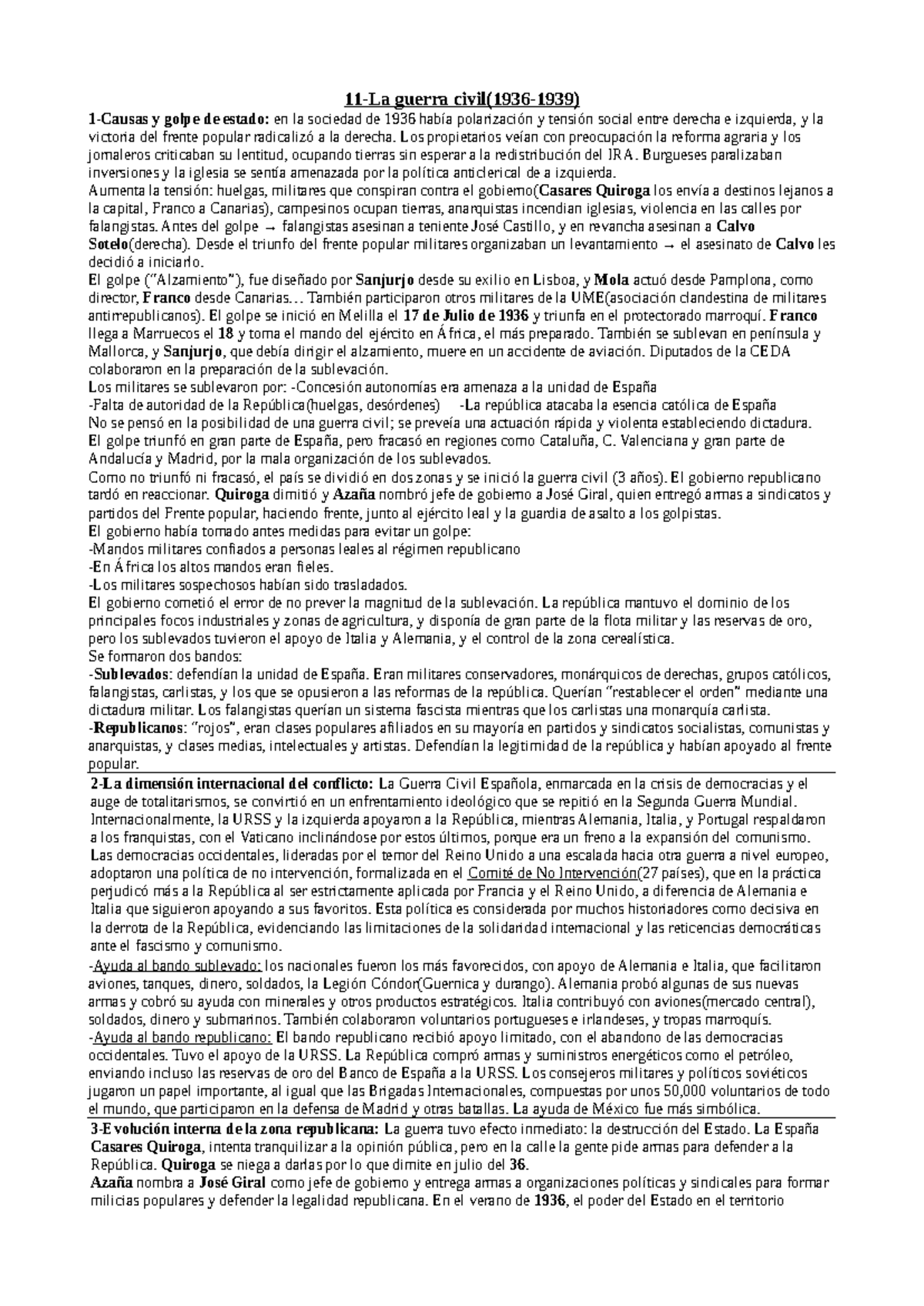 Historia T 11,12 - Apuntes Guerra civil y primera etapa del franquismo ...