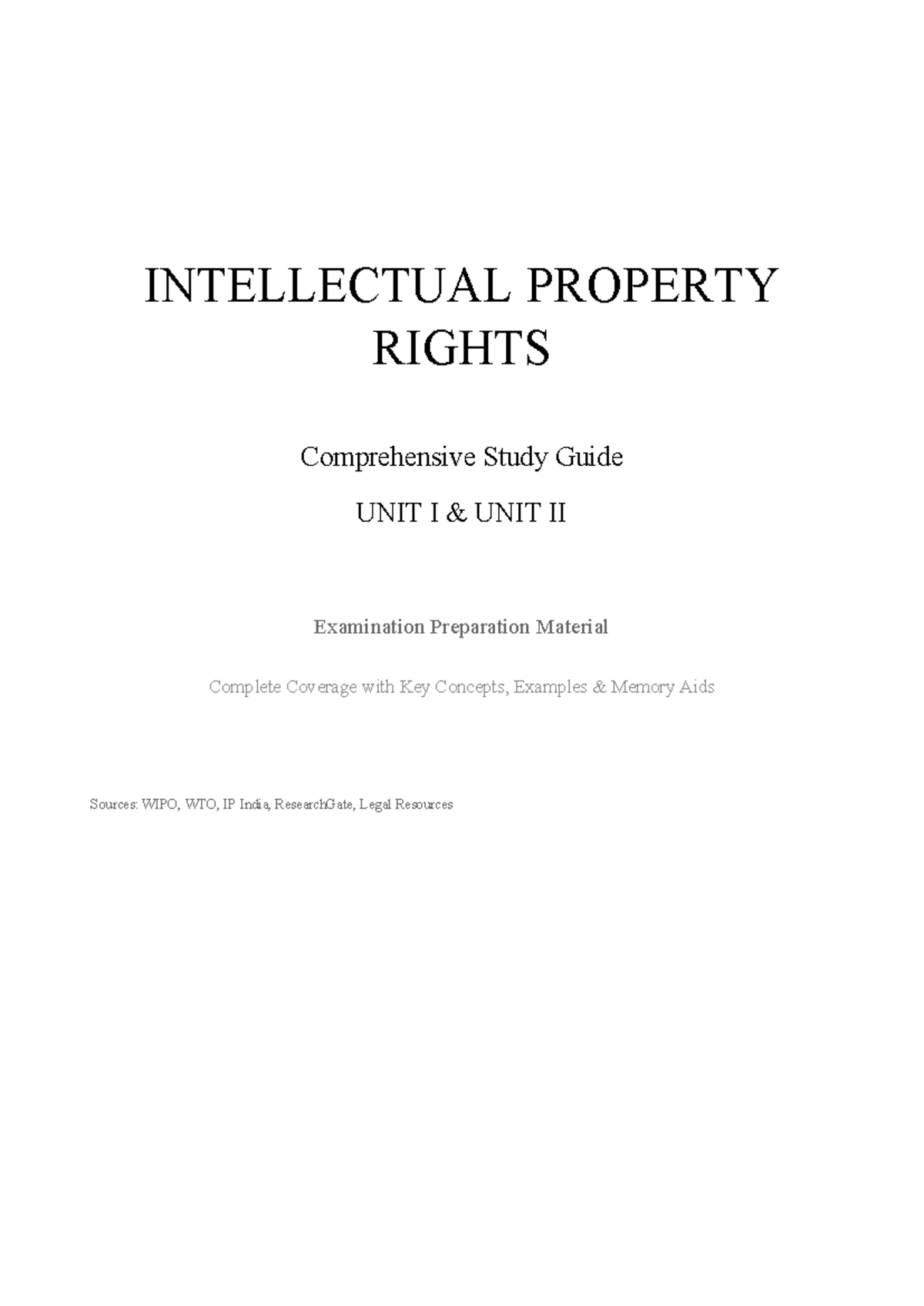 IPR Study Guide: Comprehensive Examination Prep for Units I & II - Studocu