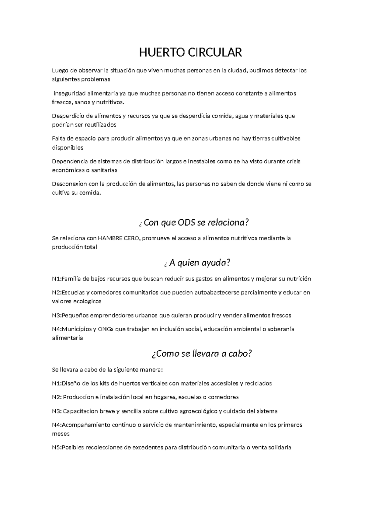 Huerto Circular: Propuesta para la Seguridad Alimentaria en HUERTO ...