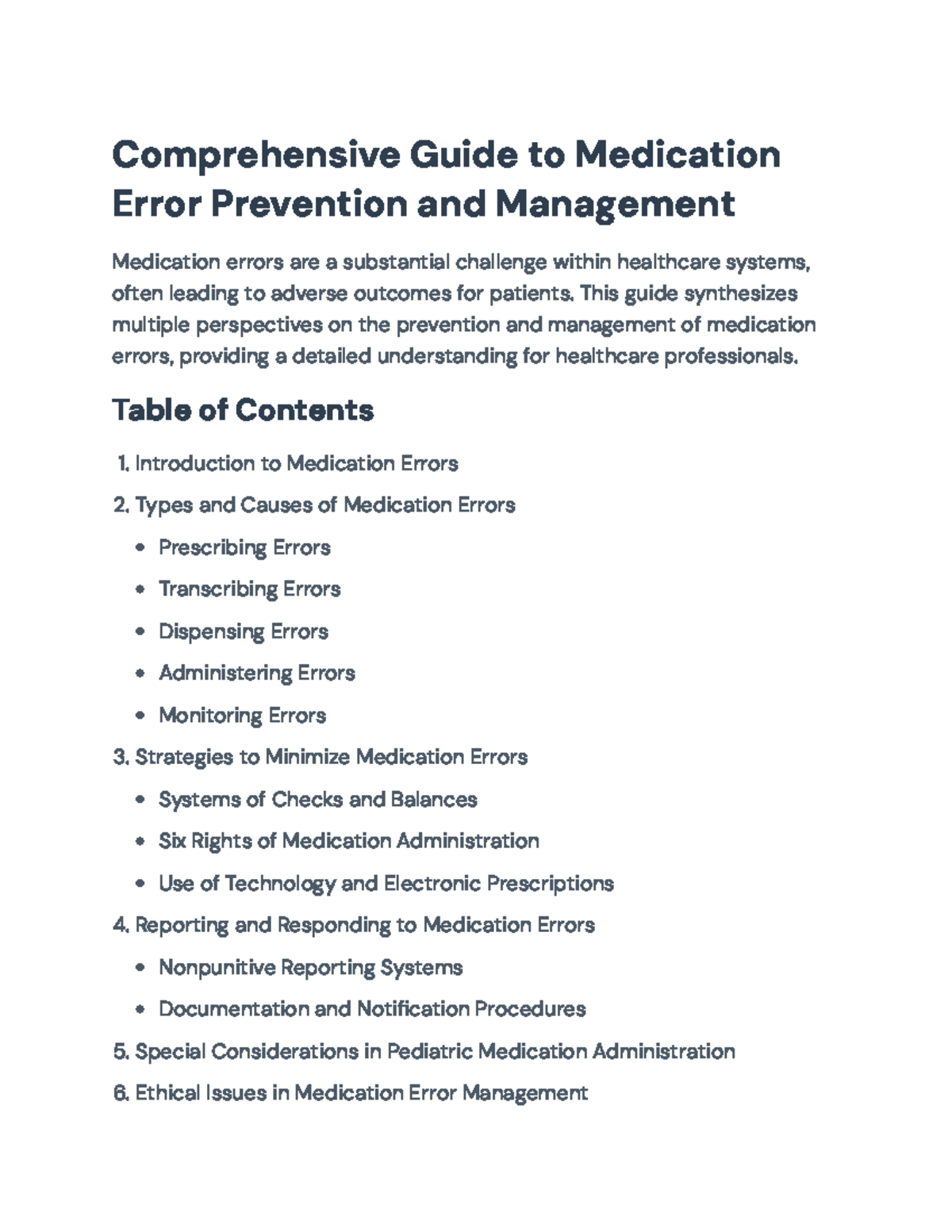 Comprehensive Guide to Medication Error Prevention and Management ...