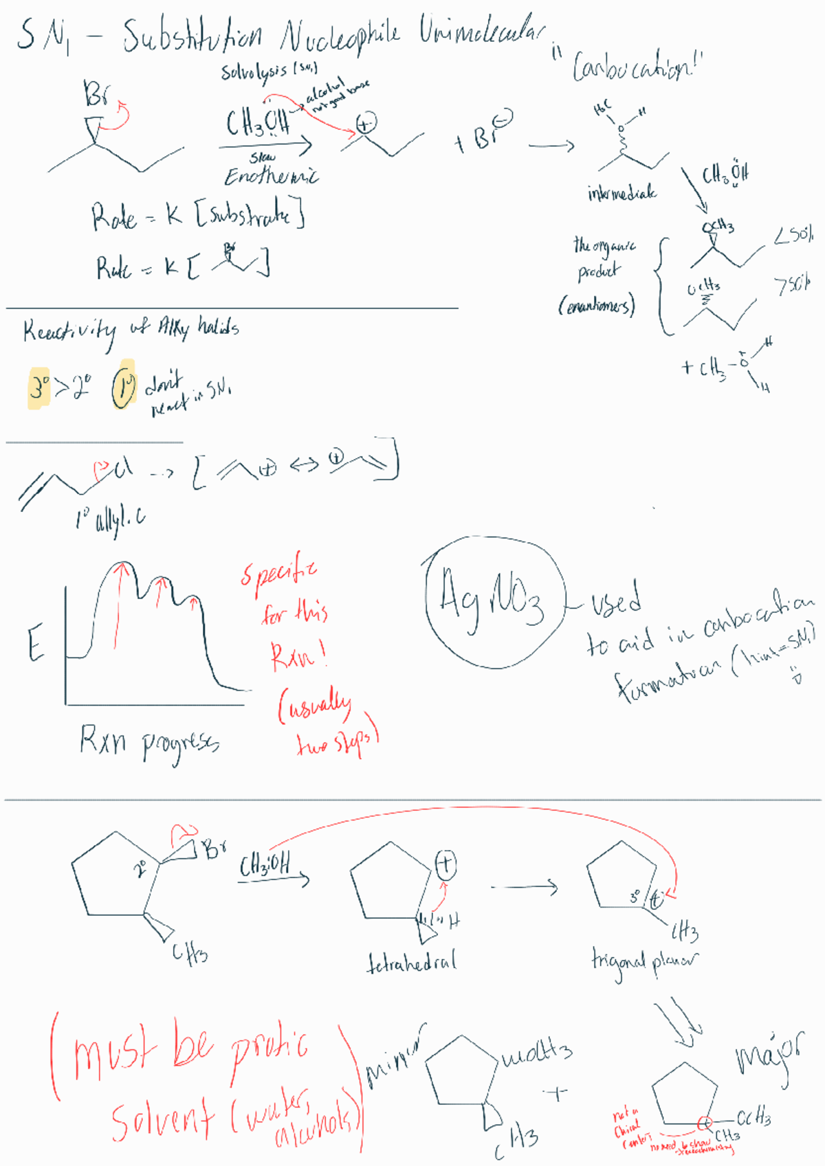 SN1 Reaction Mechanism Notes (250923) - Studocu