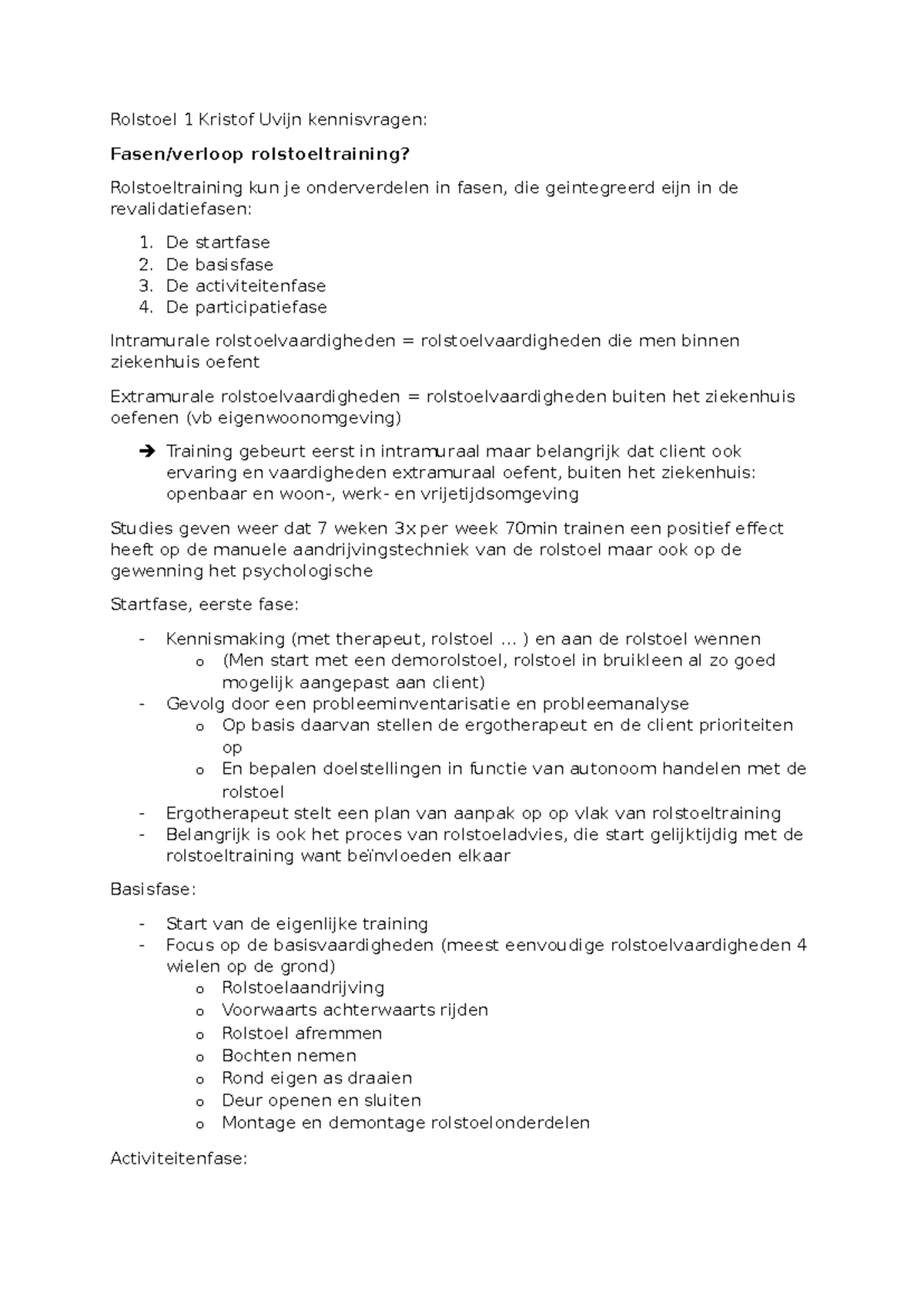 Rolstoel 1 Kristof Uvijn kennisvragen - Rolstoel 1 Kristof Uvijn ...