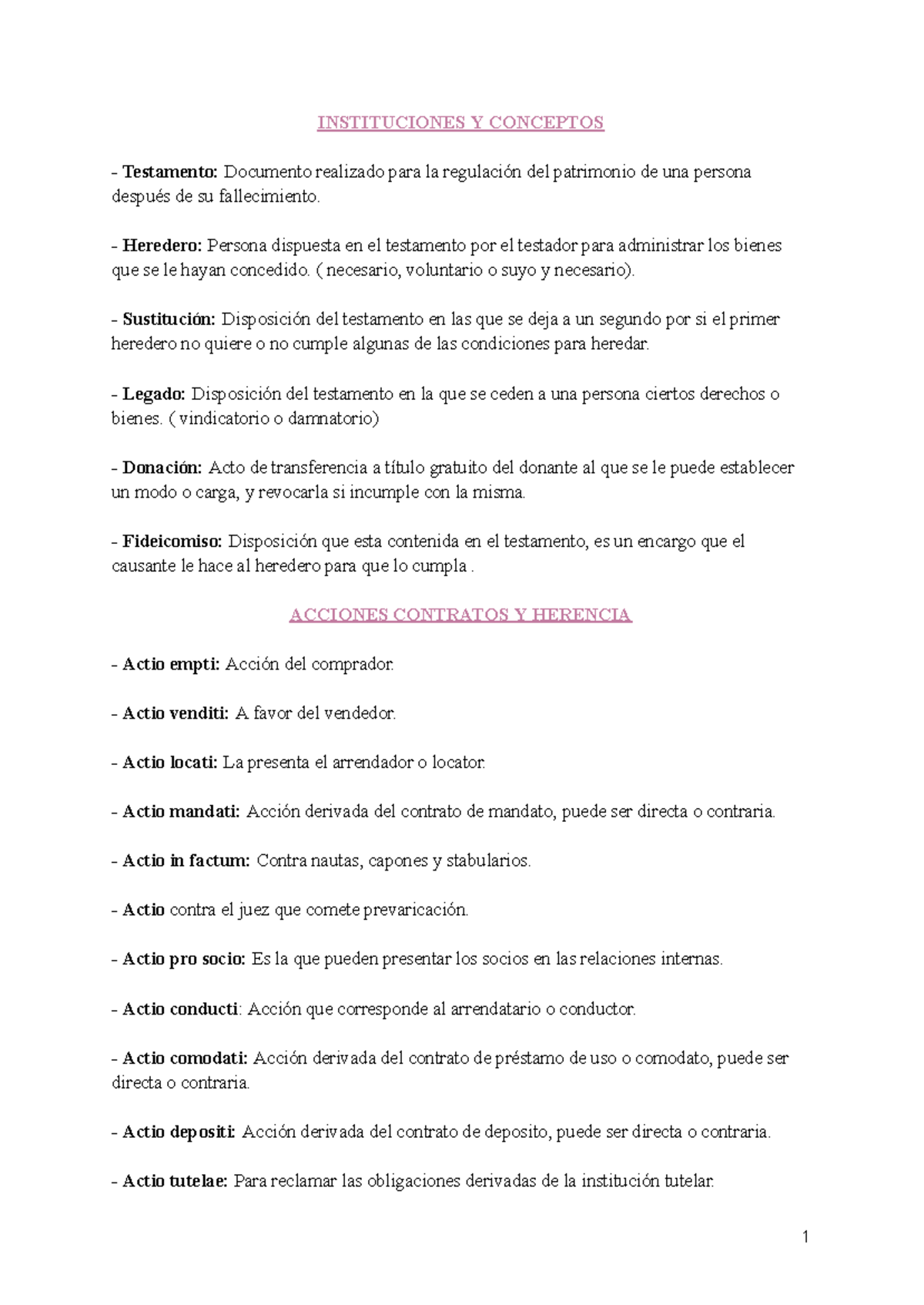 Apuntes de Derecho Romano: Instituciones y Conceptos Clave - Studocu