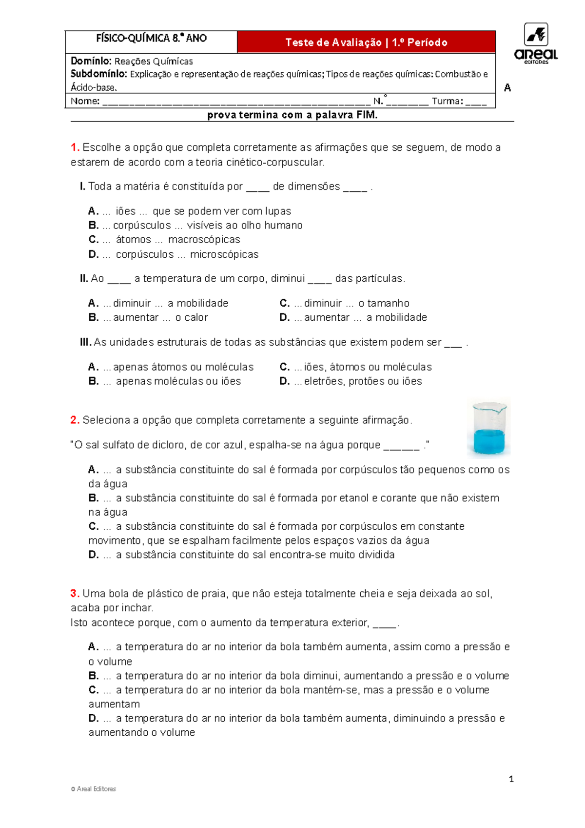 8ºAno teste 1ºperíodo 2023 - A prova termina com a palavra FIM. Escolhe ...