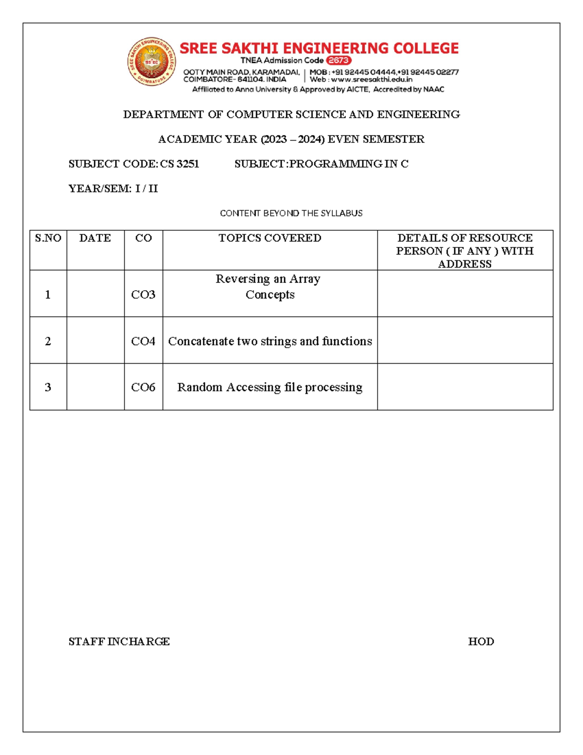Content Beyond THE Syllabus - Operating Systems LAB - DEPARTMENT OF COMPUTER SCIENCE AND ...