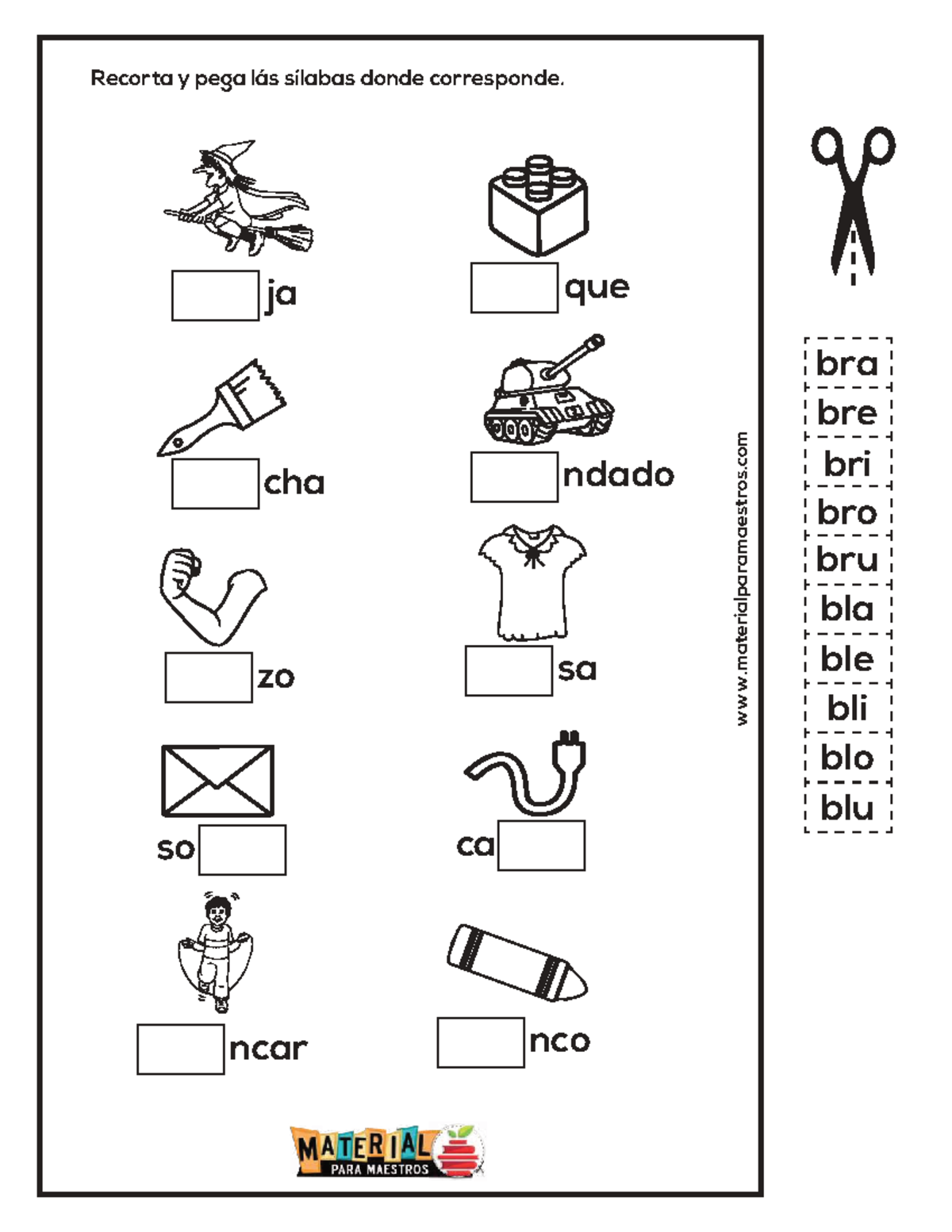 Recortable de Sílabas Trabadas - Actividad de Clase - Studocu