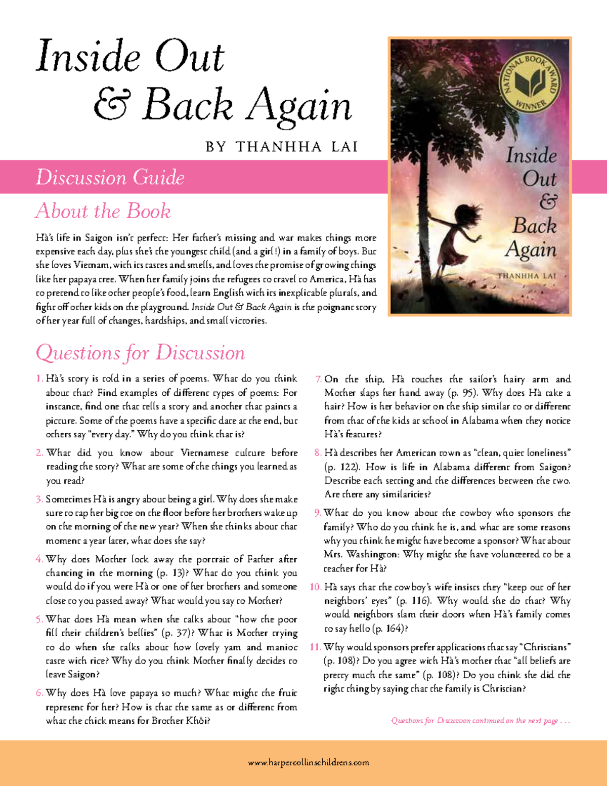 Inside Out and Back Again (269862610) Discussion Guide - Studocu