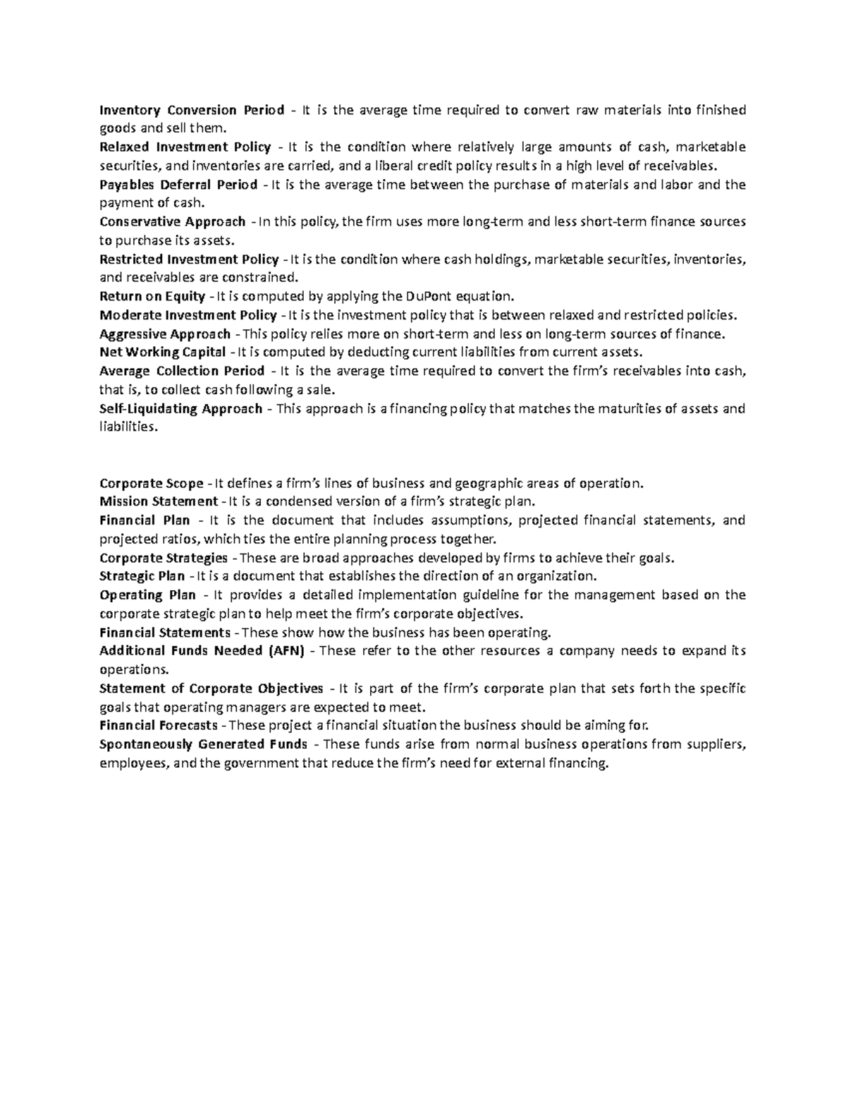 Finals Quiz - BSBA: Key Financial Concepts Explained - Studocu