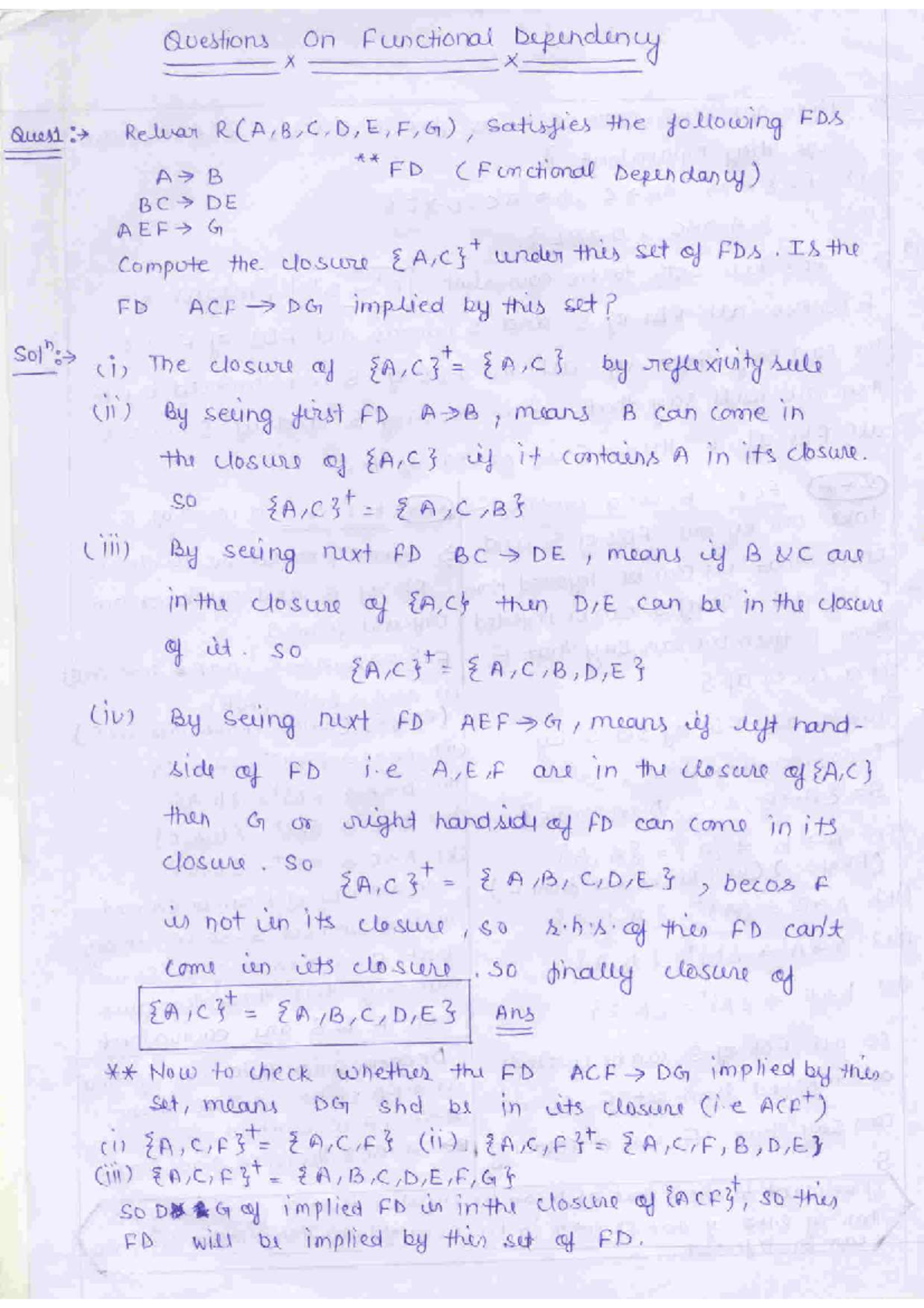 Questions on Functional Dependency and Normalization (CS101) - Studocu