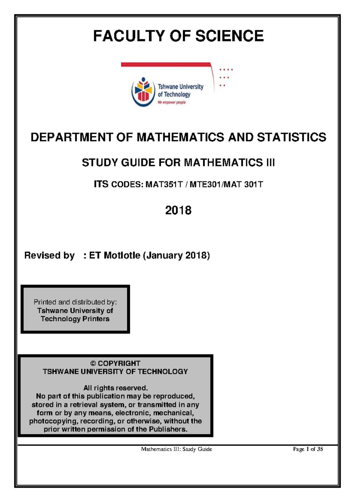 MAT351T Mathematics III Study Guide: Comprehensive Course Overview ...