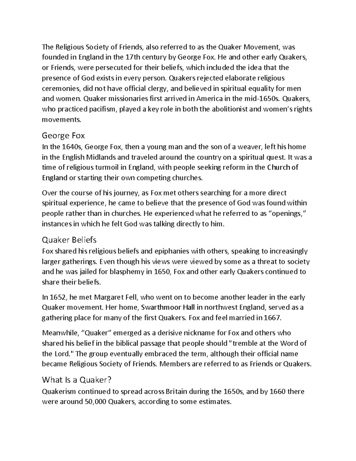 What Are Quakers Religious Beliefs