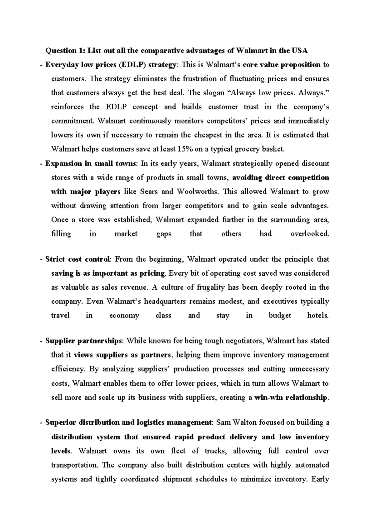 Walmart's competitive advantages in the USA: An analysis of EDLP ...