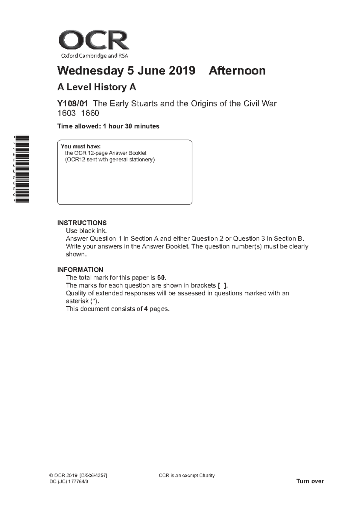 Y108 01 A Level History: The Early Stuarts & Civil War Origins (1603 ...