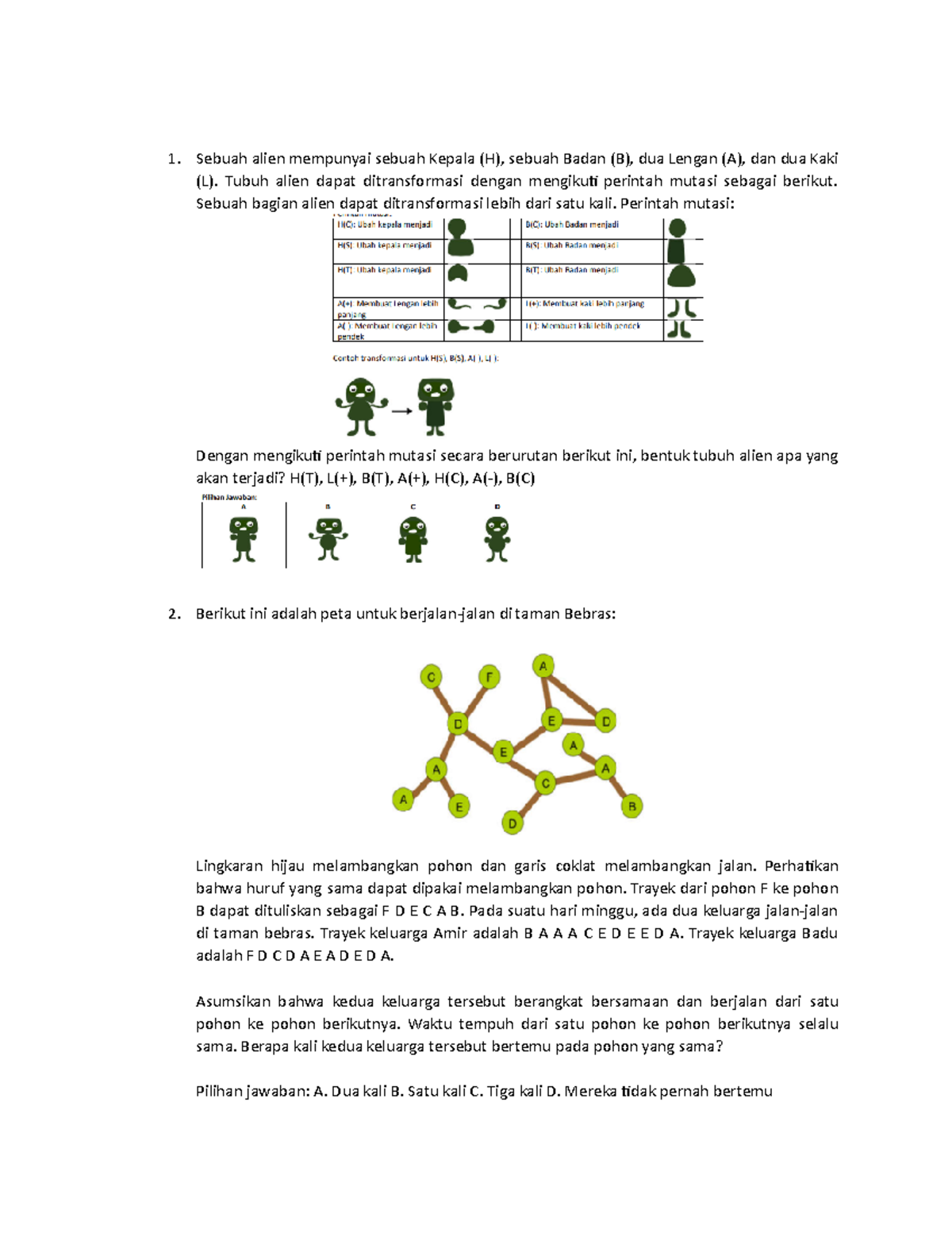Soal bebras - tugas ppg - Sebuah alien mempunyai sebuah Kepala (H ...