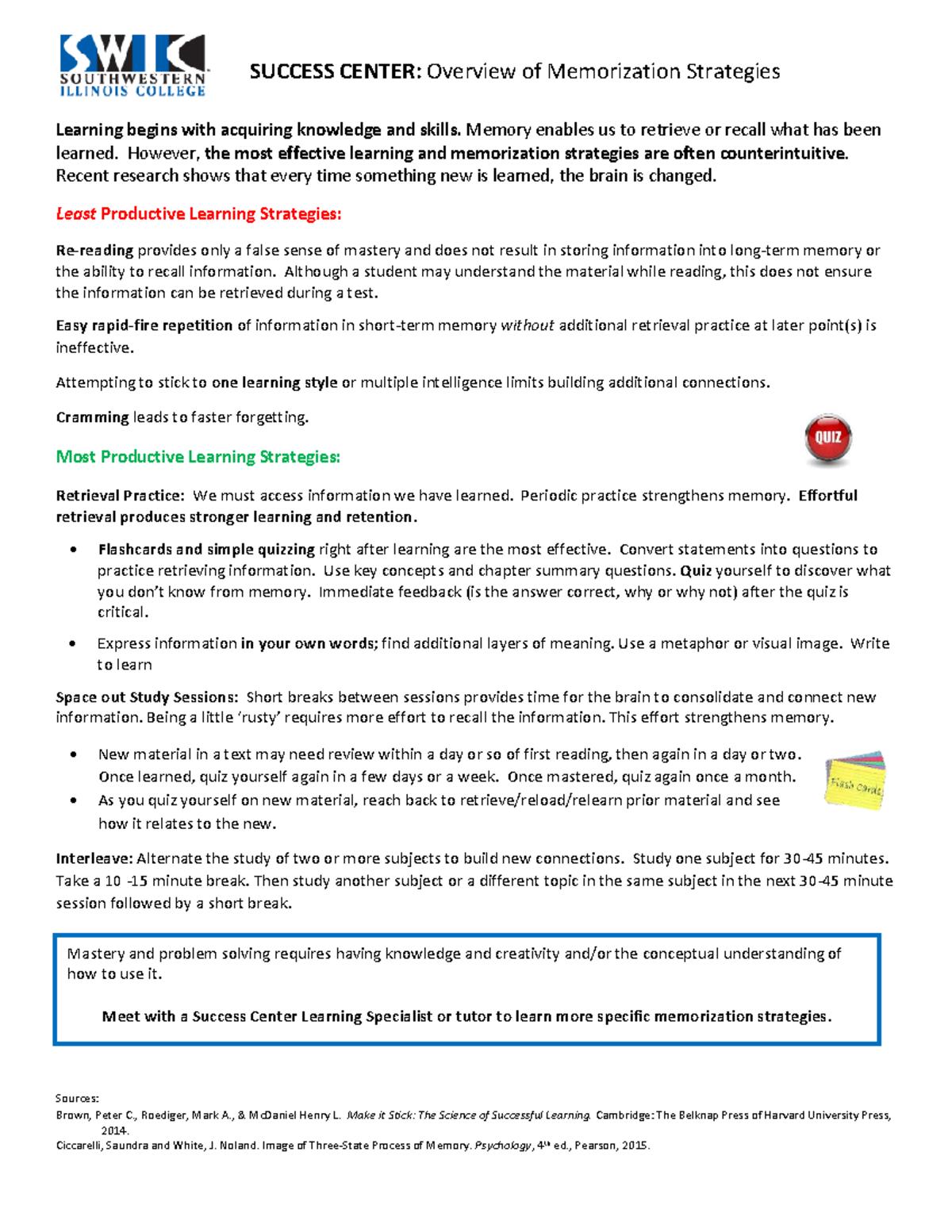 SS101: Overview of Effective Memorization Strategies - Studocu