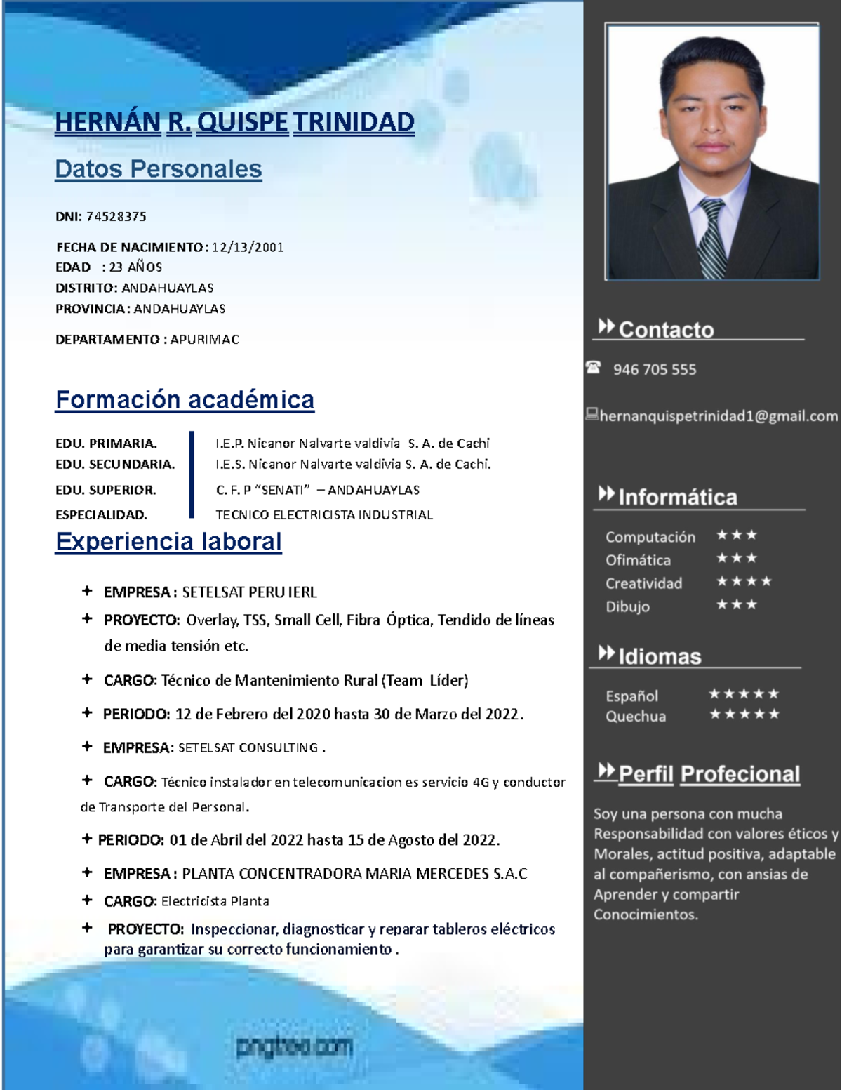 Curriculum Vitae Hernan Romulo Quispe Trinidad Actualizado 2024 - HERNÁN R. QUISPE TRINIDAD ...