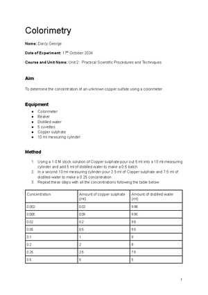 Assignment 2A - Colorimetry (student) - Assignment 2A – Colorimetry ...