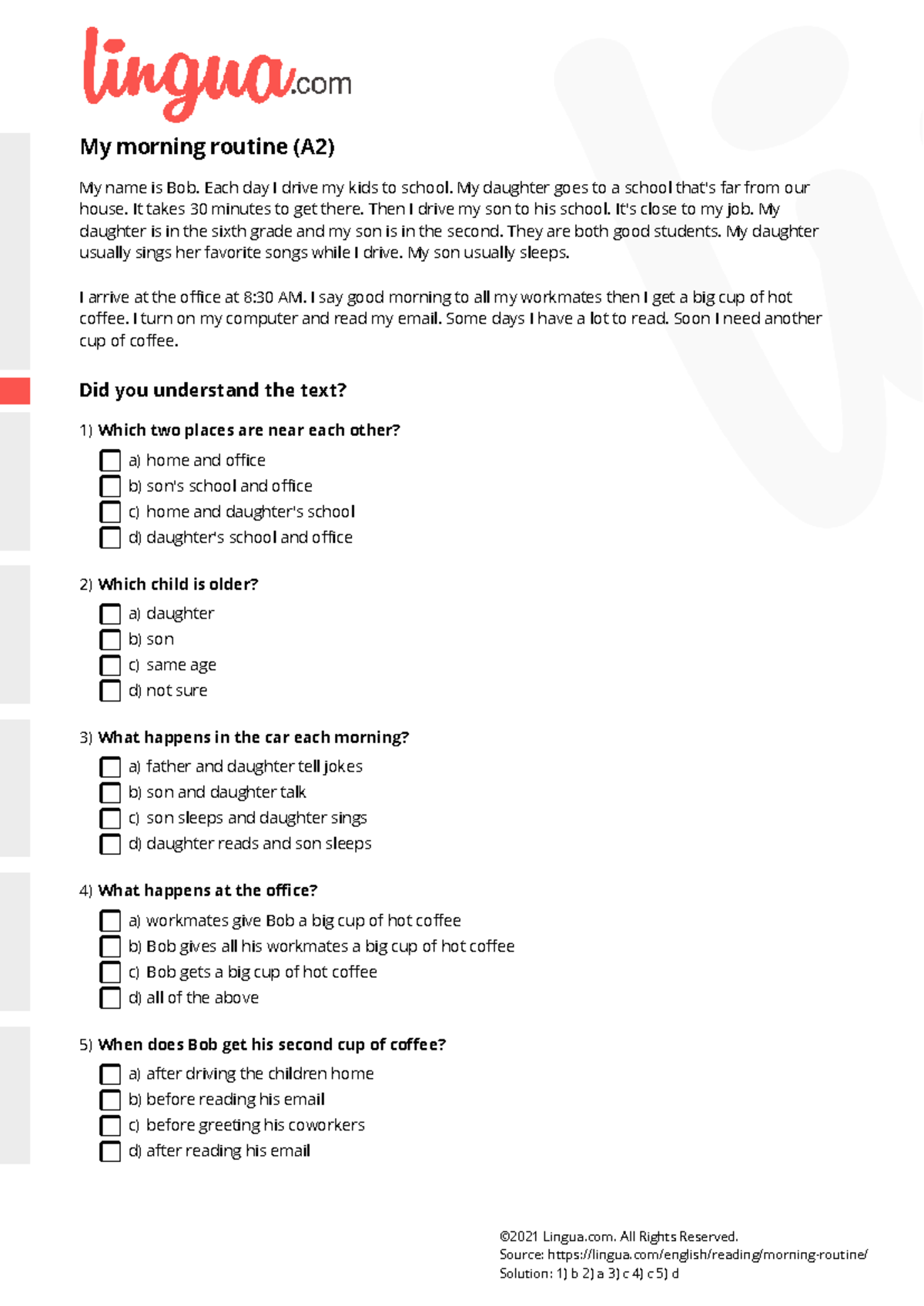 A2: My Morning Routine and Daily Activities - Studocu