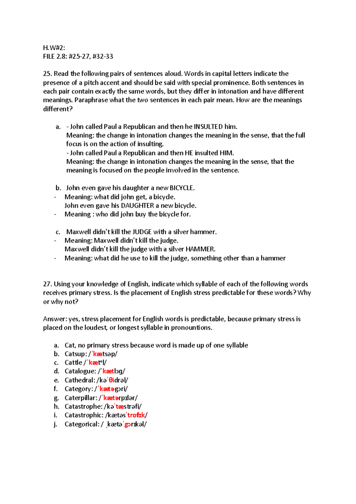 Hw 2 - language files 13th edition - H#2: FILE 2: #25-27, #32- Read the ...