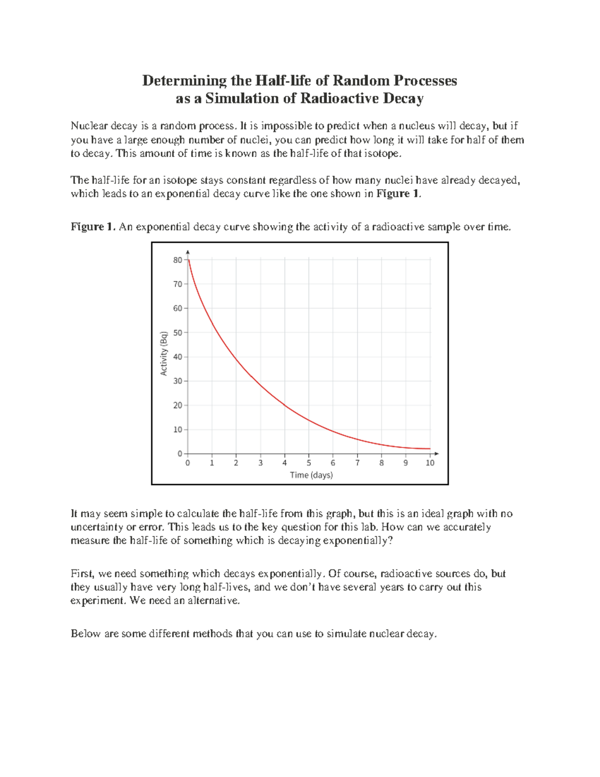 Lab Report: Determining Half-life of Radioactive Decay via Dice ...